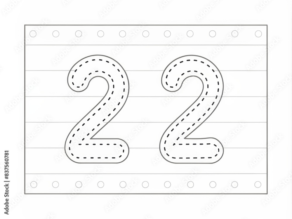 Number two tracing worksheet for kids learning to write and count ...