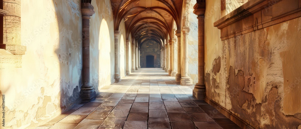 Architectural corridor in a Medieval Fortress Stock Photo | Adobe Stock