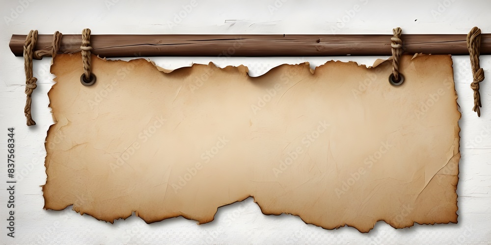 old torn and grunge poster paper sheet announcement sign hanged as ...