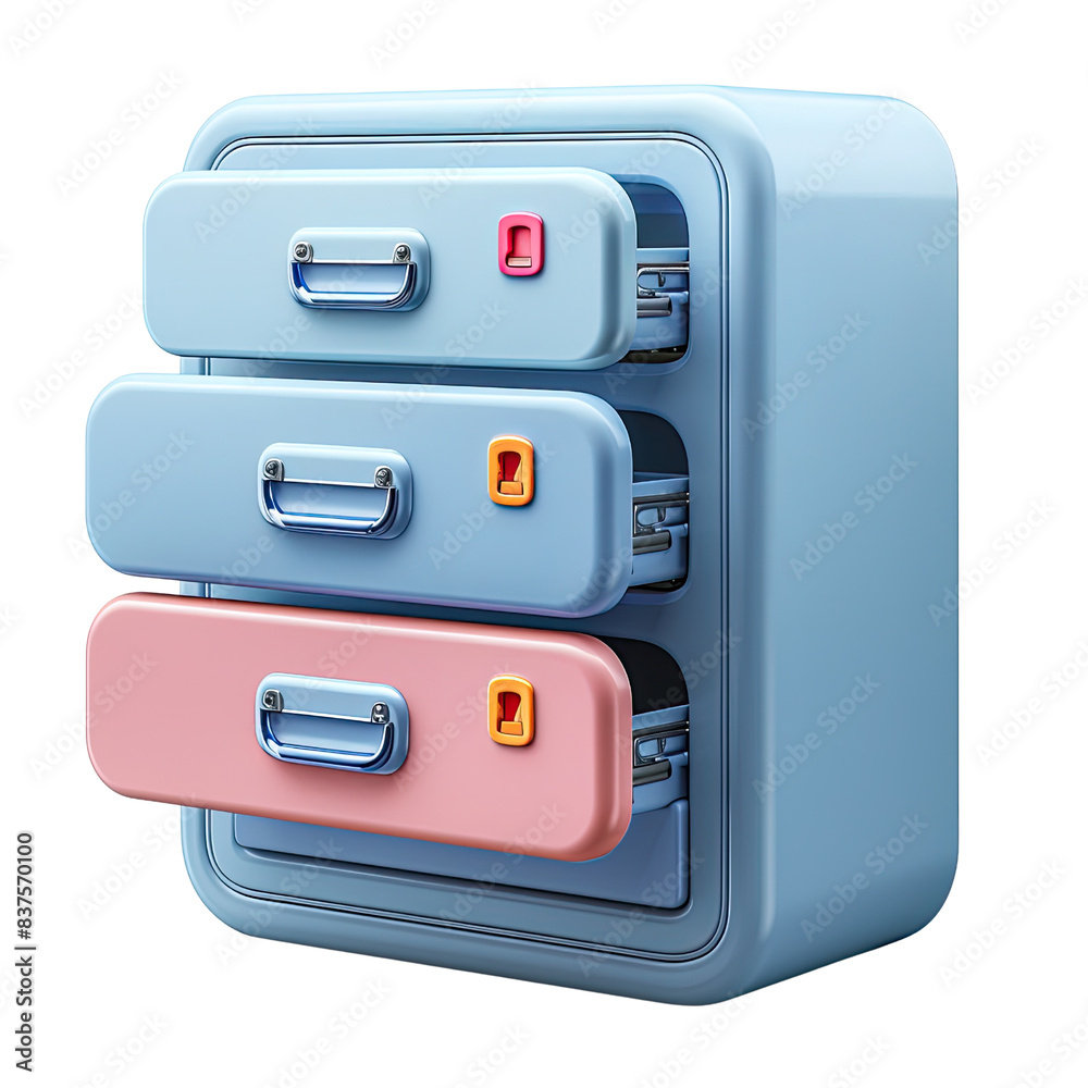 Colorful storage safe with three compartments for secure organization ...