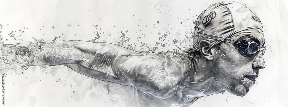 Olympic Sports. Water Polo. Sketch of a swimmer on a white background ...