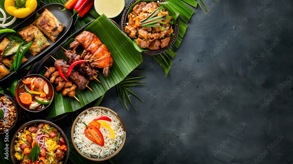 Top View of Various Filipino Foods with Space for Text on Left ...