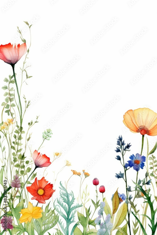 wildflower themed frame or border for photos and text. featuring a mix ...