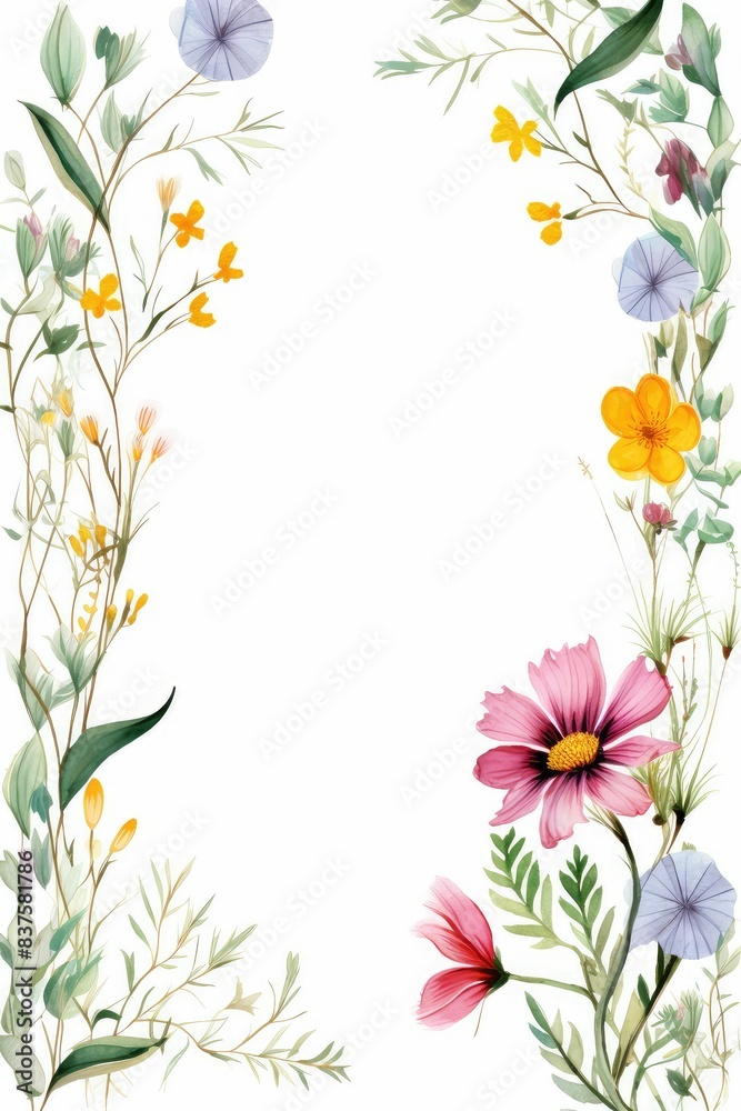 wildflower themed frame or border for photos and text. featuring a mix ...