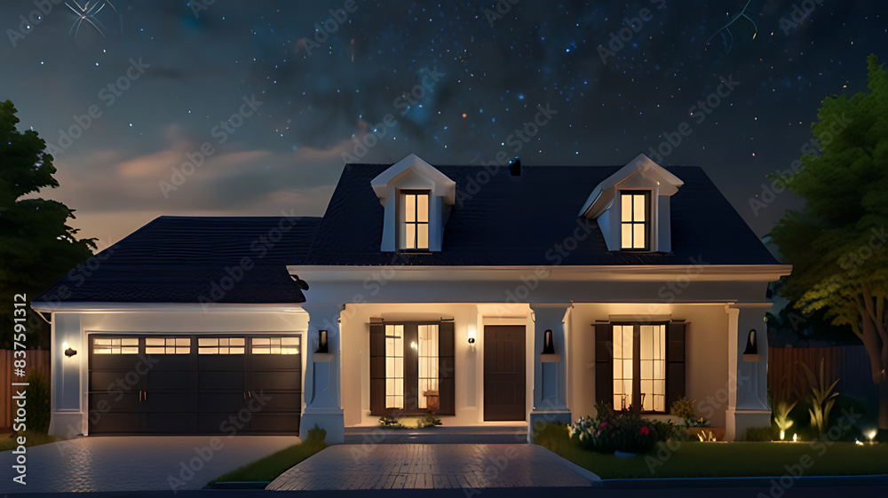 3D Rendering of Modern Cozy Classic House in Colonial Style, Modern ...