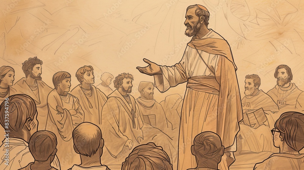 Saint Methodius preaching to a crowd, missionary and teacher ...