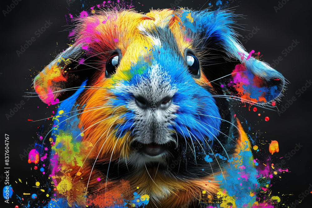 guinea pig in neon colors in a pop art style Stock Illustration | Adobe ...