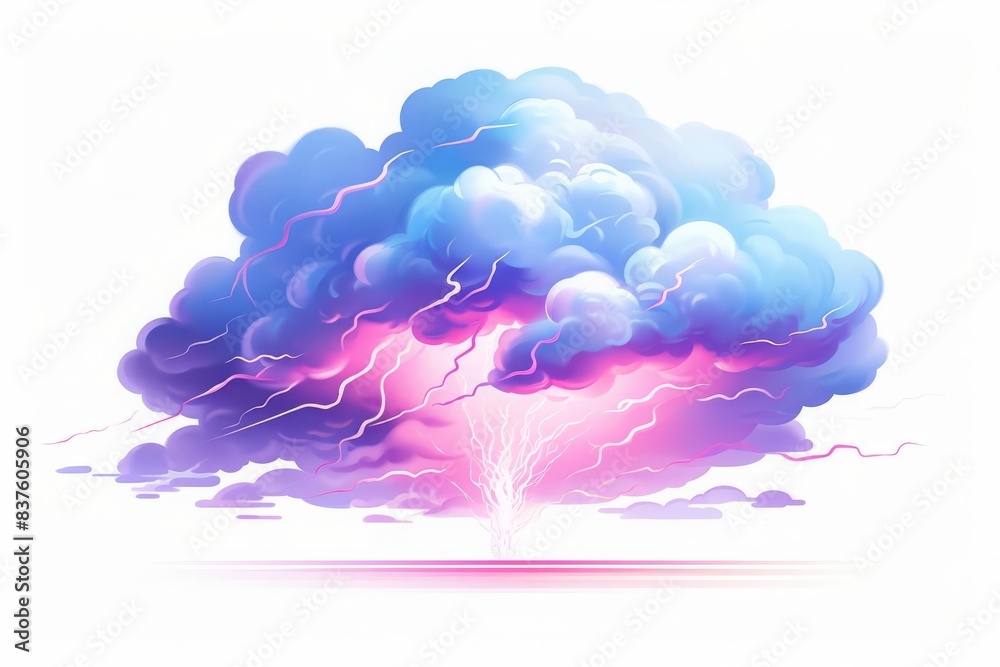 vector illustration style, Lovely thunderstorm with a friendly pastel ...