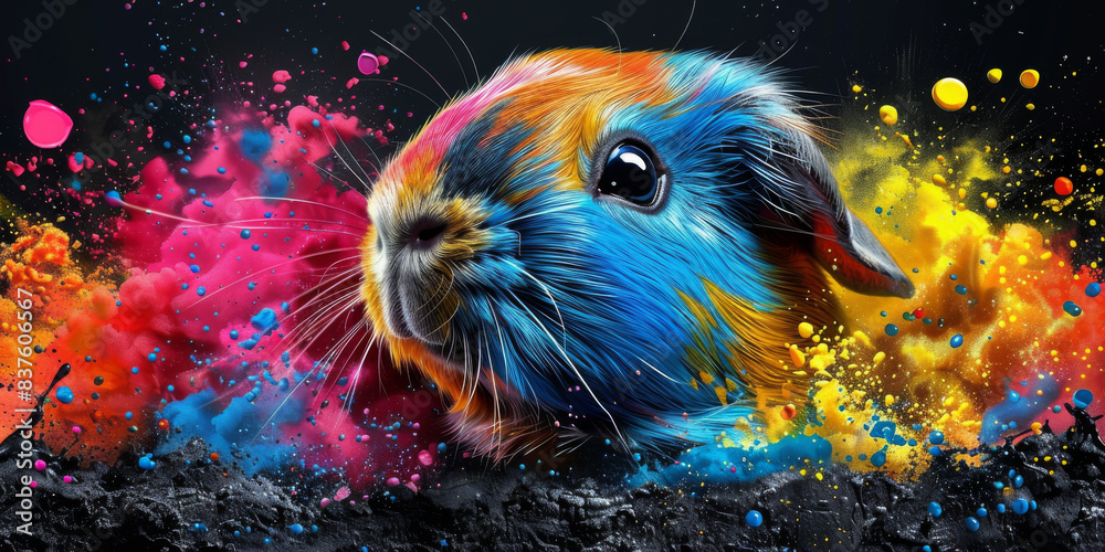 guinea pig in neon colors in a pop art style Stock Illustration | Adobe ...