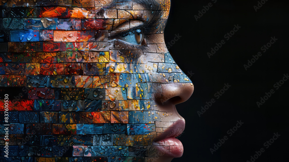 The human face, made from different portraits of different people of ...