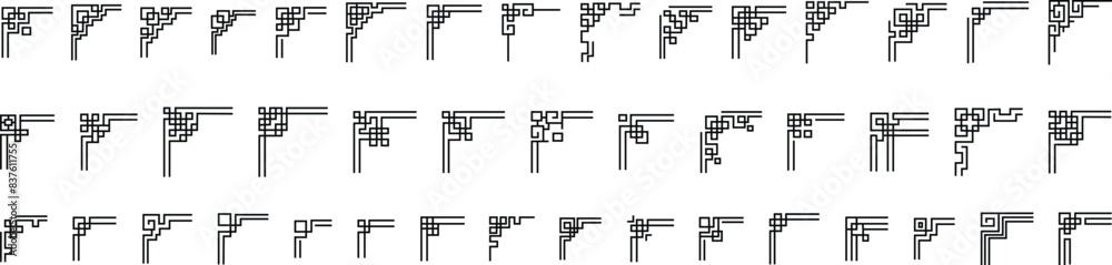 Set of Asian new year decorative traditional borders, oriental Black ...