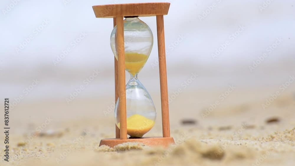 Hourglass summer beach vacation time to travel. Clock glass Tropical ...
