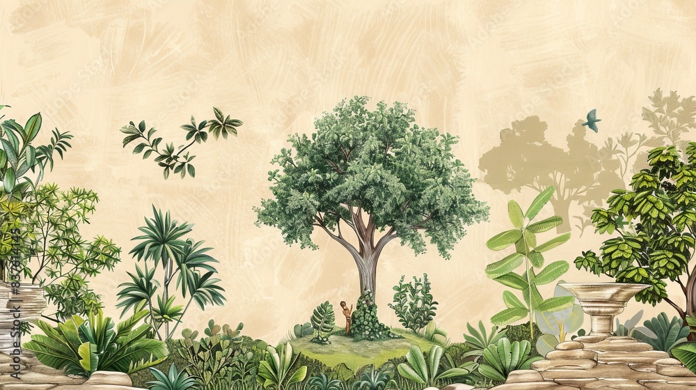 Genesis 2 Biblical Illustration: Garden of Eden, Tree of Life, Adam and ...