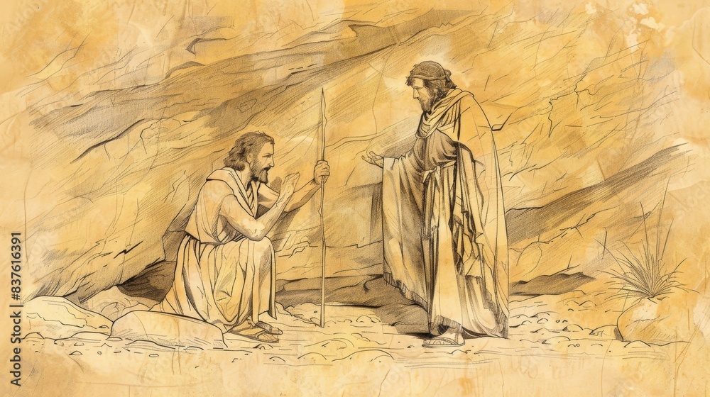 1 Samuel 24 Biblical Illustration: David spares Saul in En Gedi cave ...