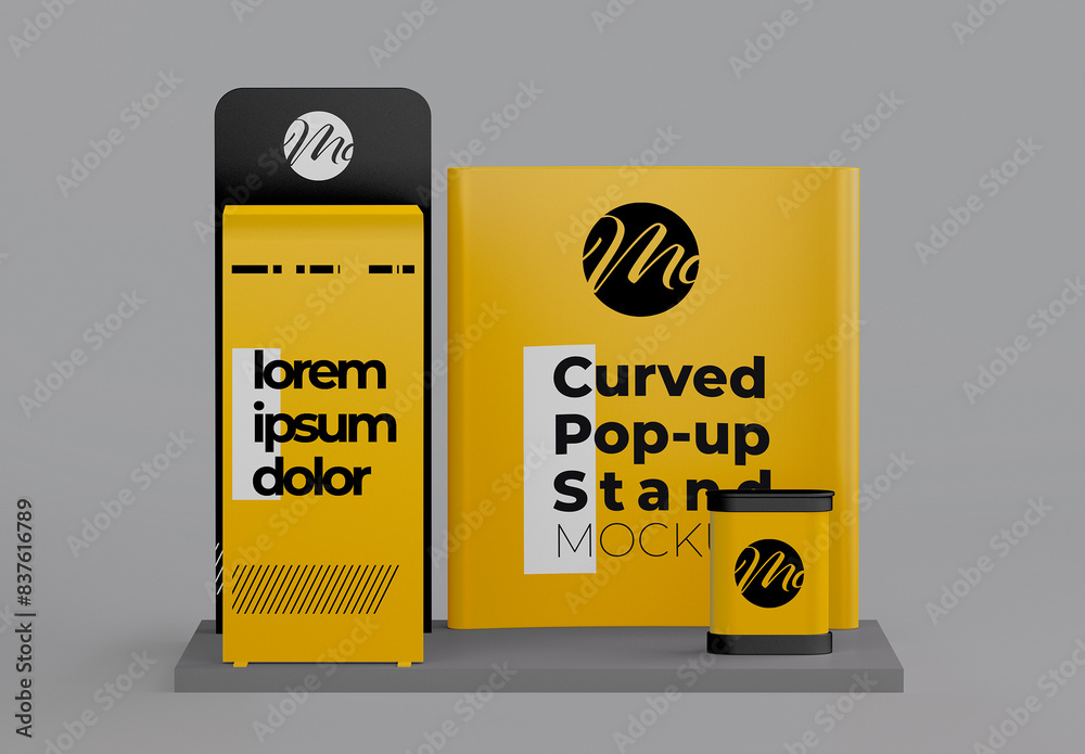 Stand with Curve Panel and Banners Stock Template | Adobe Stock
