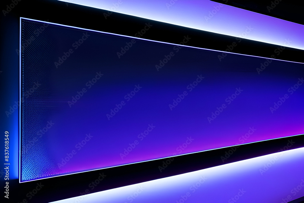 Led concave wall video screen with glowing blue and purple dot lights ...
