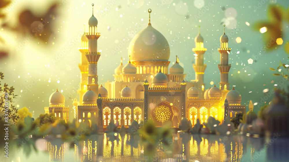 mosque latern islamic eid al adha happy eid adha greeting card ...