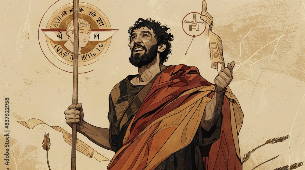 Thomas the Apostle with Scroll and Staff, Preaching in India, Biblical ...