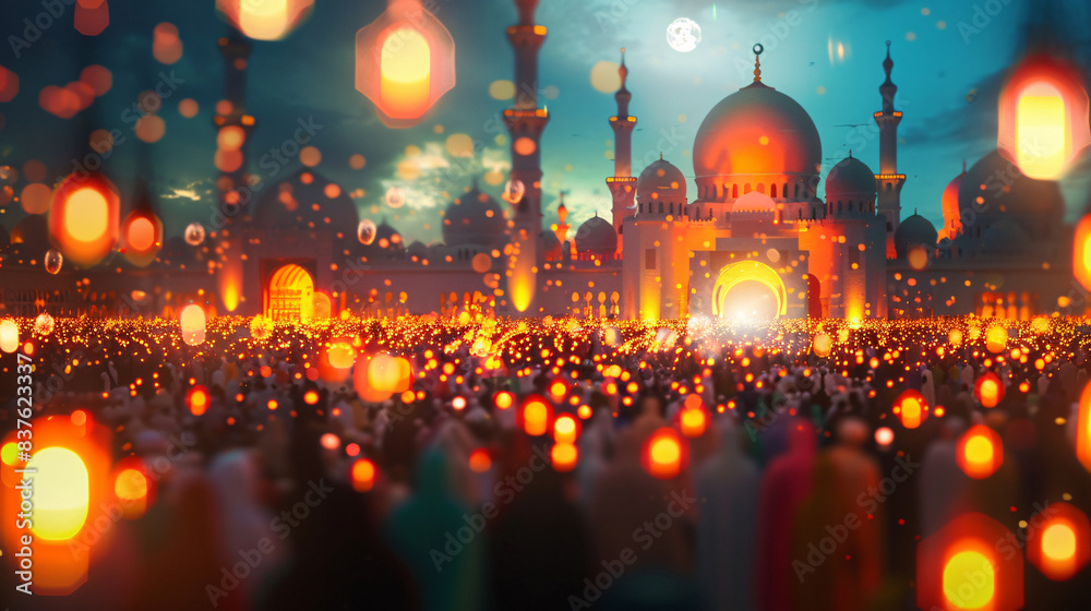 mosque latern islamic eid al adha happy eid adha greeting card ...