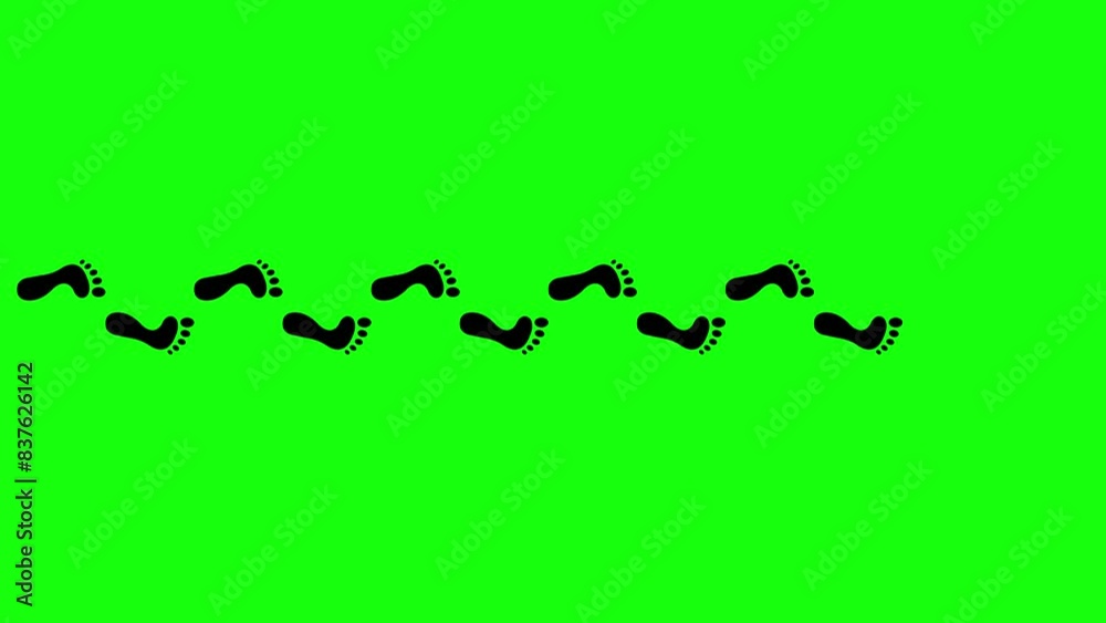 Human foot print walk animation on green screen. Two feet of single ...