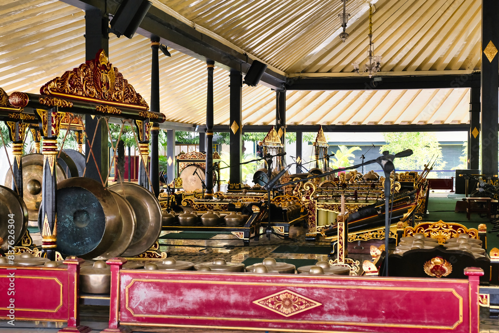 A set of Javanese traditional musical instruments, called GAMELAN ...