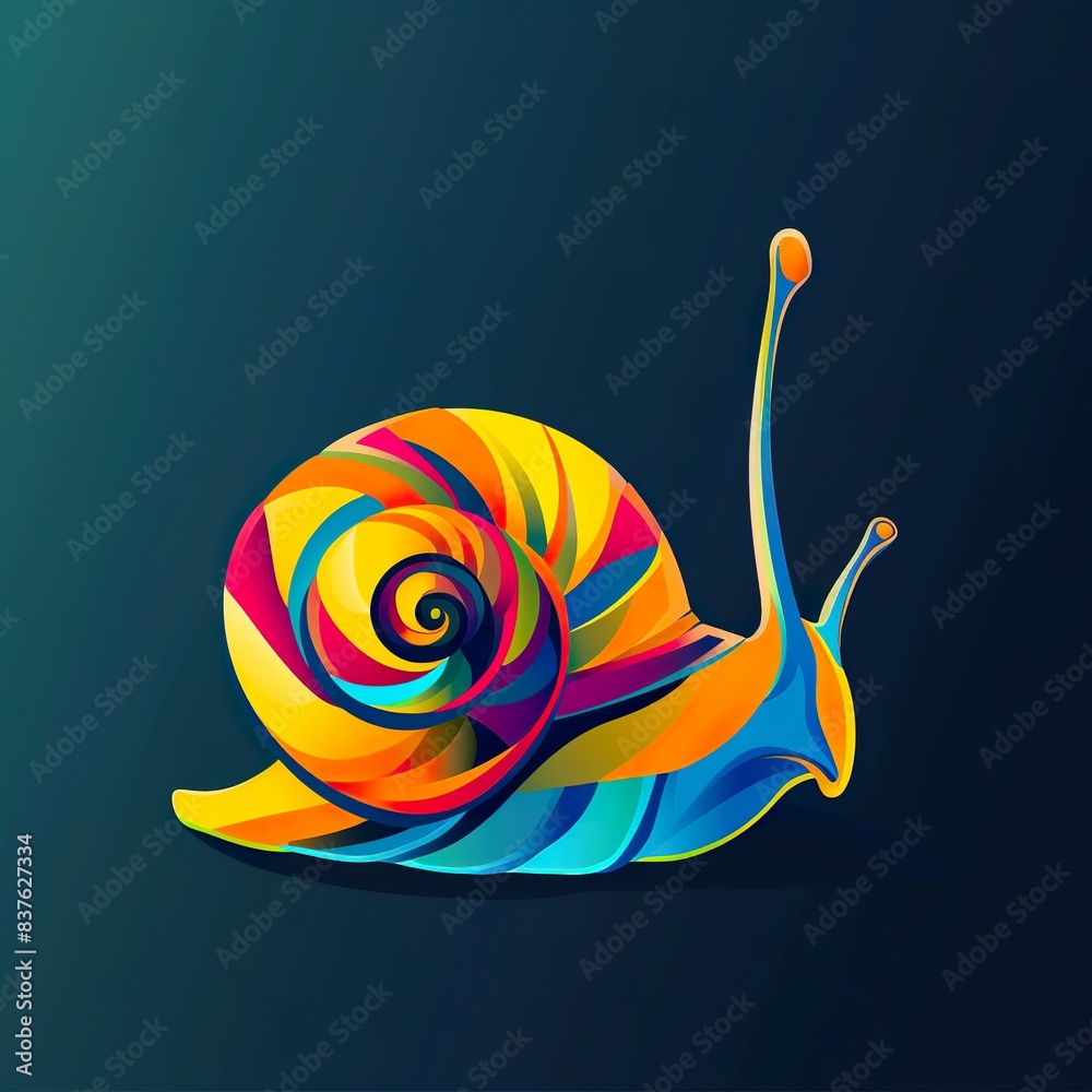 Design a character logo for â€˜. snail with vibrant color, that looks ...