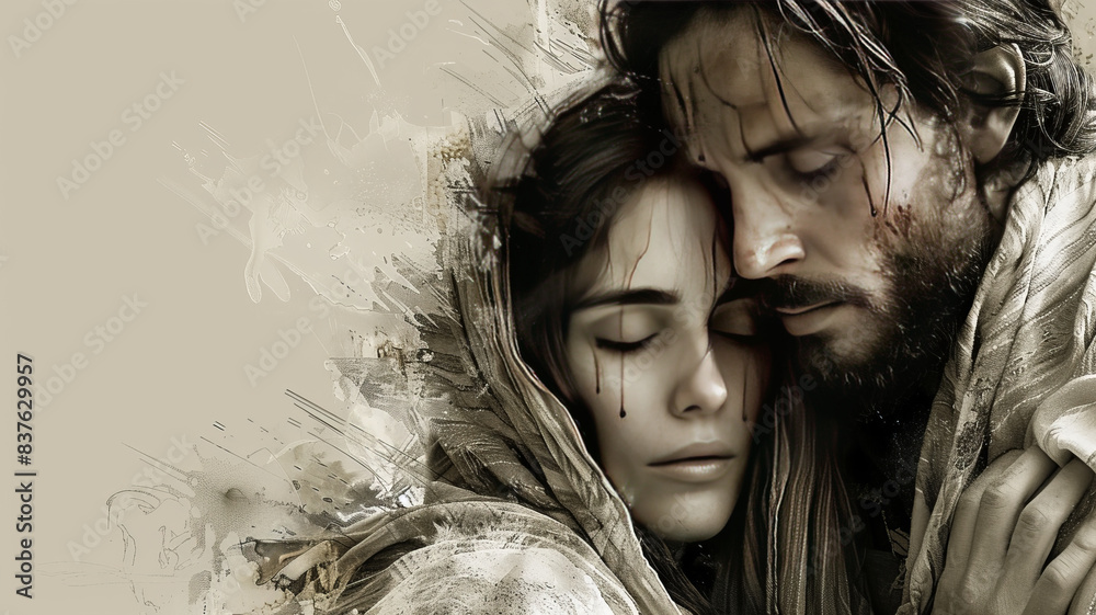 Jesus, taken down from the cross, is given to his mother Mary. Sixth ...