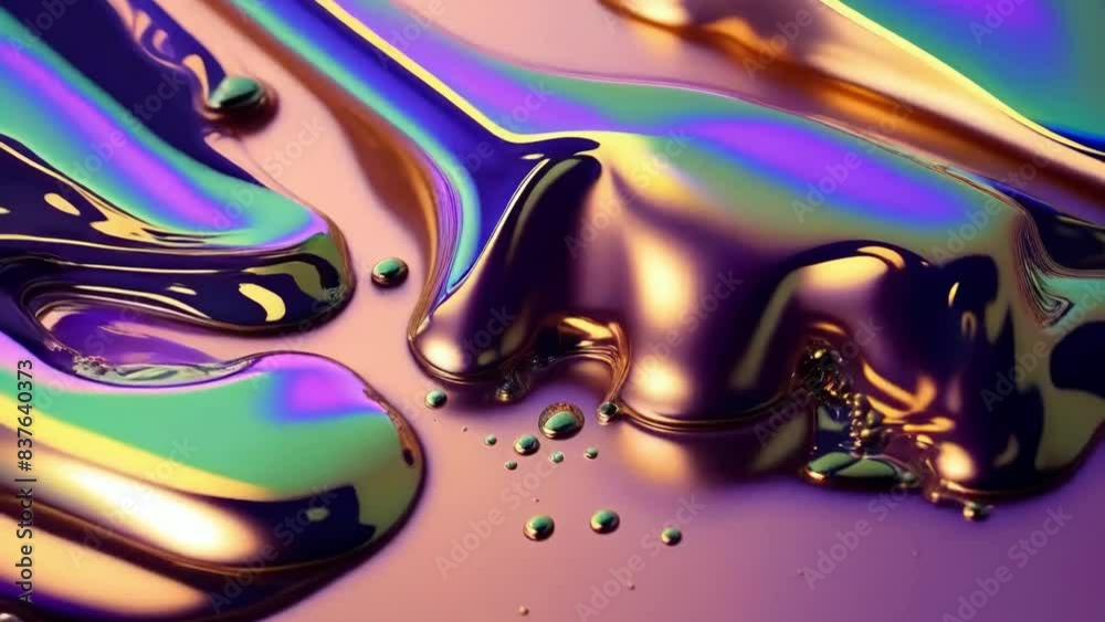 metallic pastel colors abstract liquid metal melting 3D shape art ...