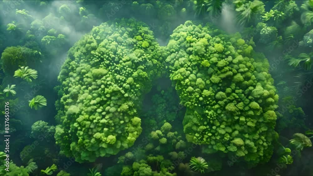 Forest shaped like lungs symbolizes deforestation and global warming ...