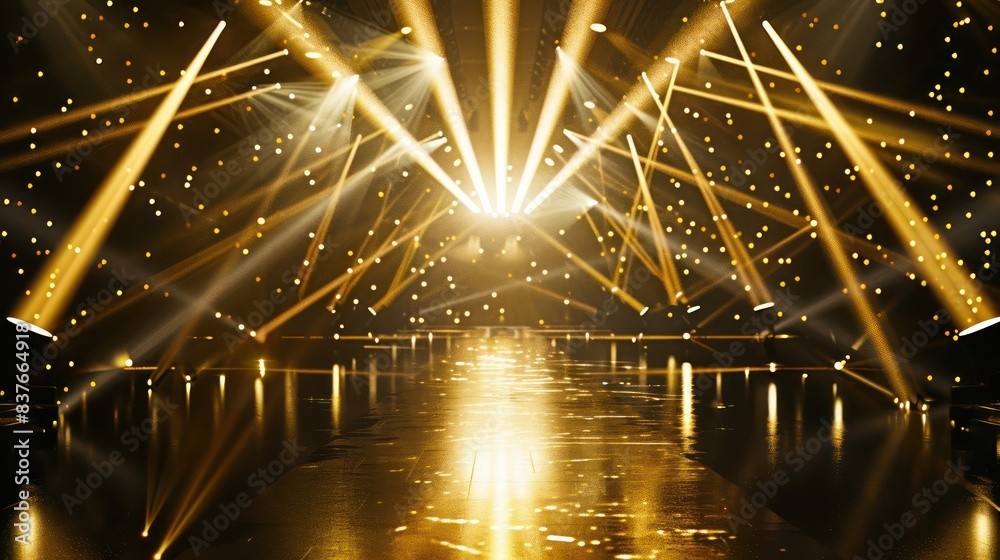 Emphasize the prestige of a VIP event with an elegant golden stage ...