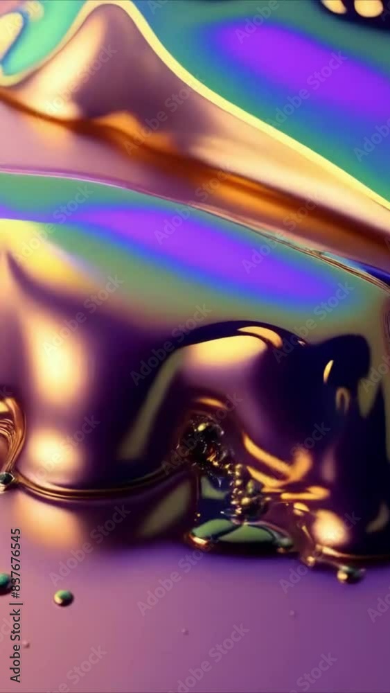 metallic pastel colors abstract liquid metal melting 3D shape art ...