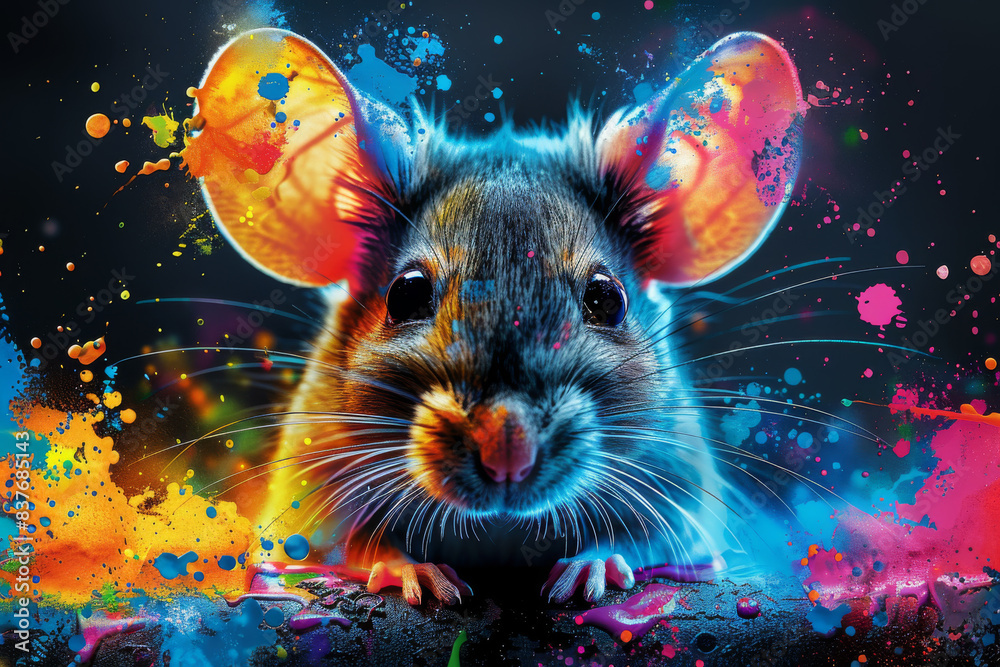 mice in neon colors in a pop art style Stock Illustration | Adobe Stock