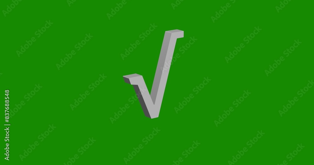 Isolated realistic white square root symbol front view with shadow. 3d ...