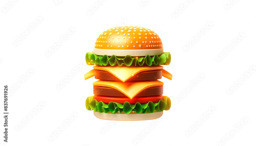 Realistic cheeseburgers with multiple layers of cheese, lettuce, and ...
