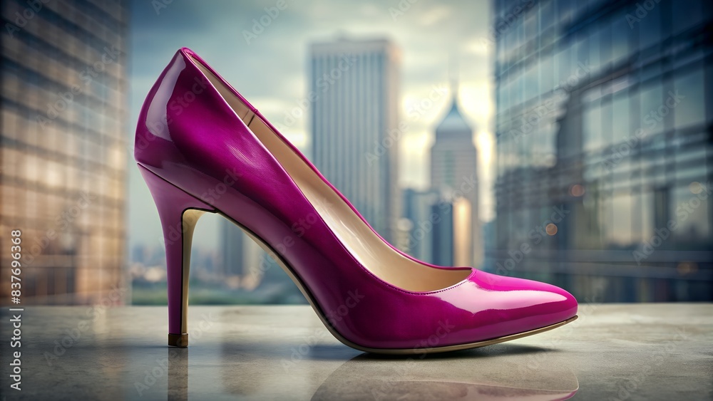 Fuchsia High Heel with Minimalistic Business Skyscraper Background ...