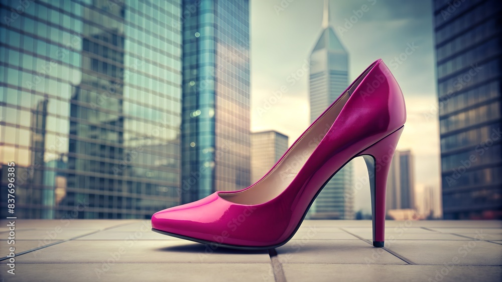 Fuchsia High Heel with Minimalistic Business Skyscraper Background ...