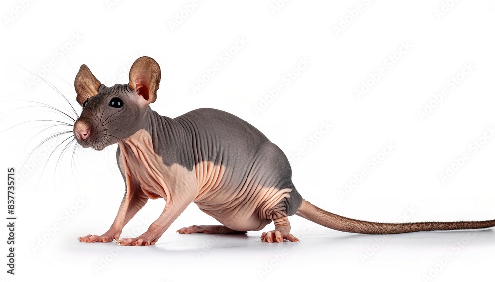 The decorative hairless rat has become hairless due to a genetic ...