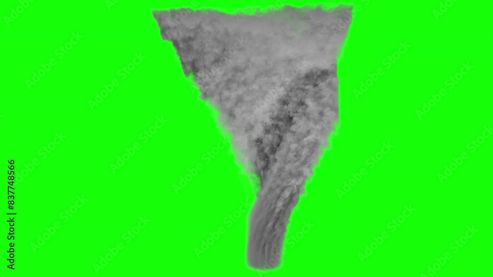 cyclone on green background. 3d animation of a cyclone. a moving ...