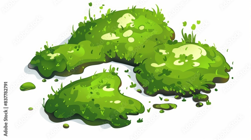 Swamp moss on white background. Cartoon forest grass. Game sprite ...