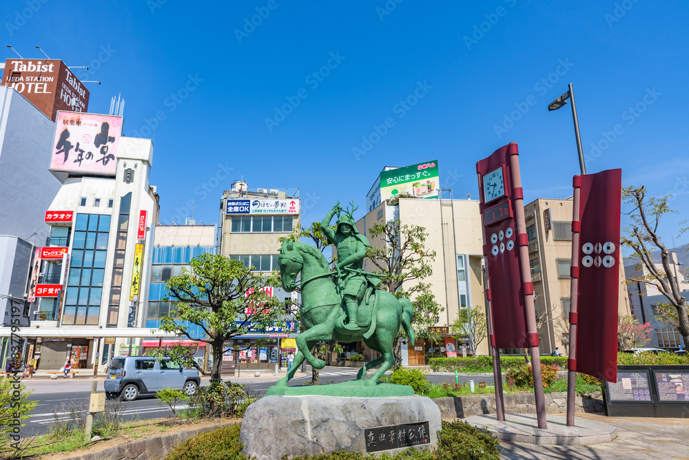 Equestrian statue of Sanada Nobushige (also known as Sanada Yukimura ...