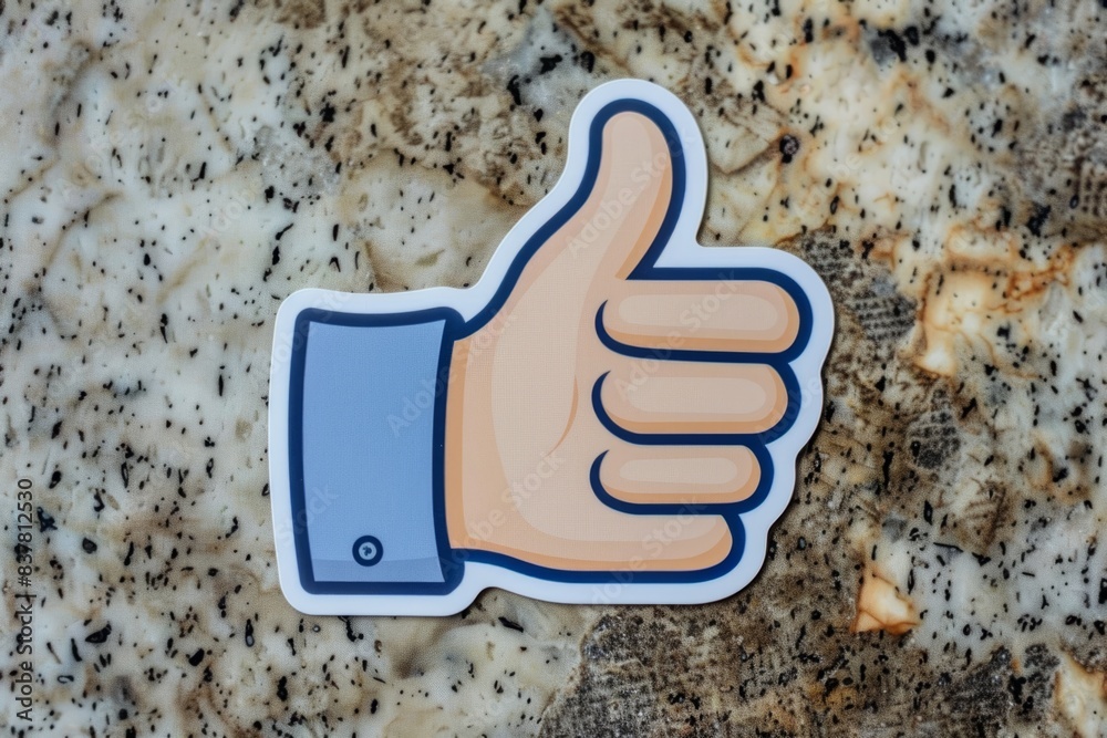 Thumbs Up Emoji Sticker on Marble Surface - Positive Social Media ...