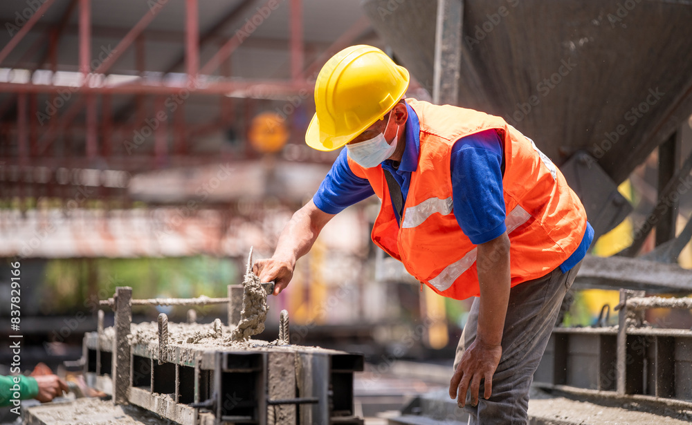 Construction mason worker wearing safety uniform bricklayer under ...