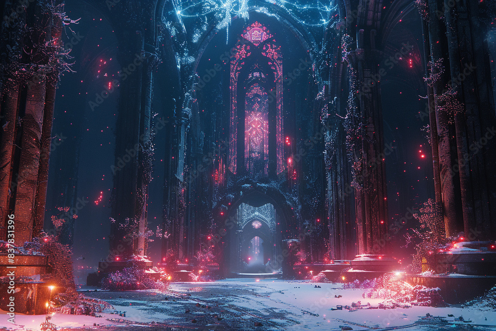 Enchanting game setting with magical and electrical elements ...