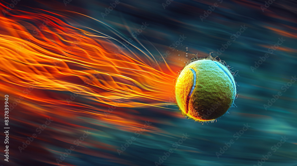 Abstract graphic of a tennis ball in motion, representing speed and ...
