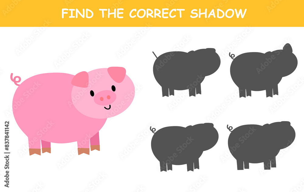 Shadow matching game for kids. Find the correct shadow. Educational ...