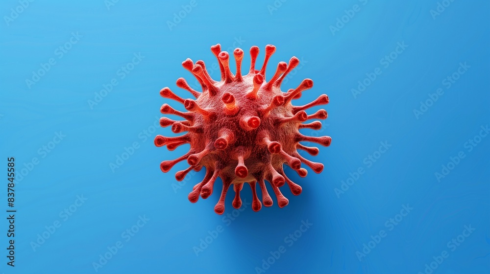 Adeno-associated virus (AAV), 3d illustration, blue background. A ...