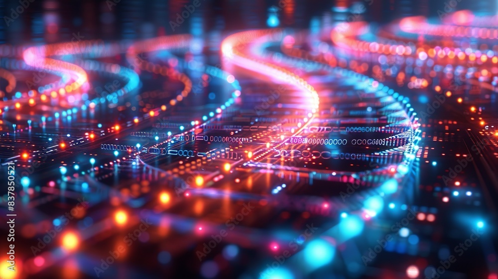 An abstract image of gene sequencing technology, with colorful ...