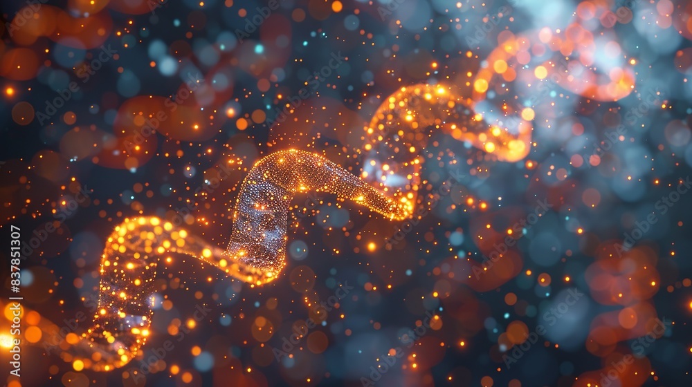 An abstract background featuring the molecular structure of RNA ...