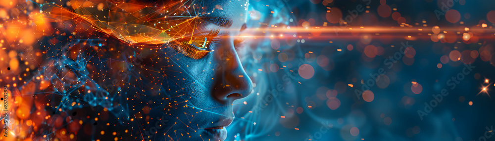 Photo realistic concept: Employee profile blending with technical ...
