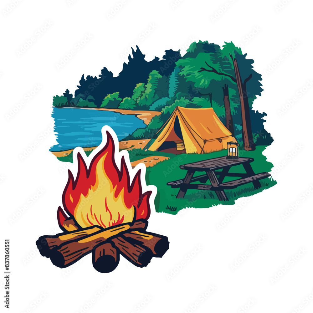 Camping Clipart Vector Design, Nature & Camping Clipart Vector, Outdoor ...